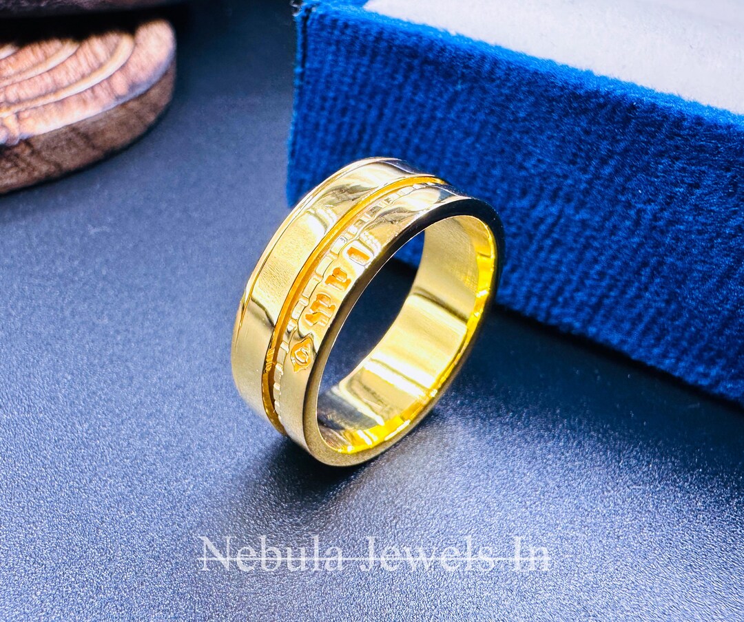 Men's Gold Stainless Steel Spinner Band Ring With Arabic Calligraphy ...