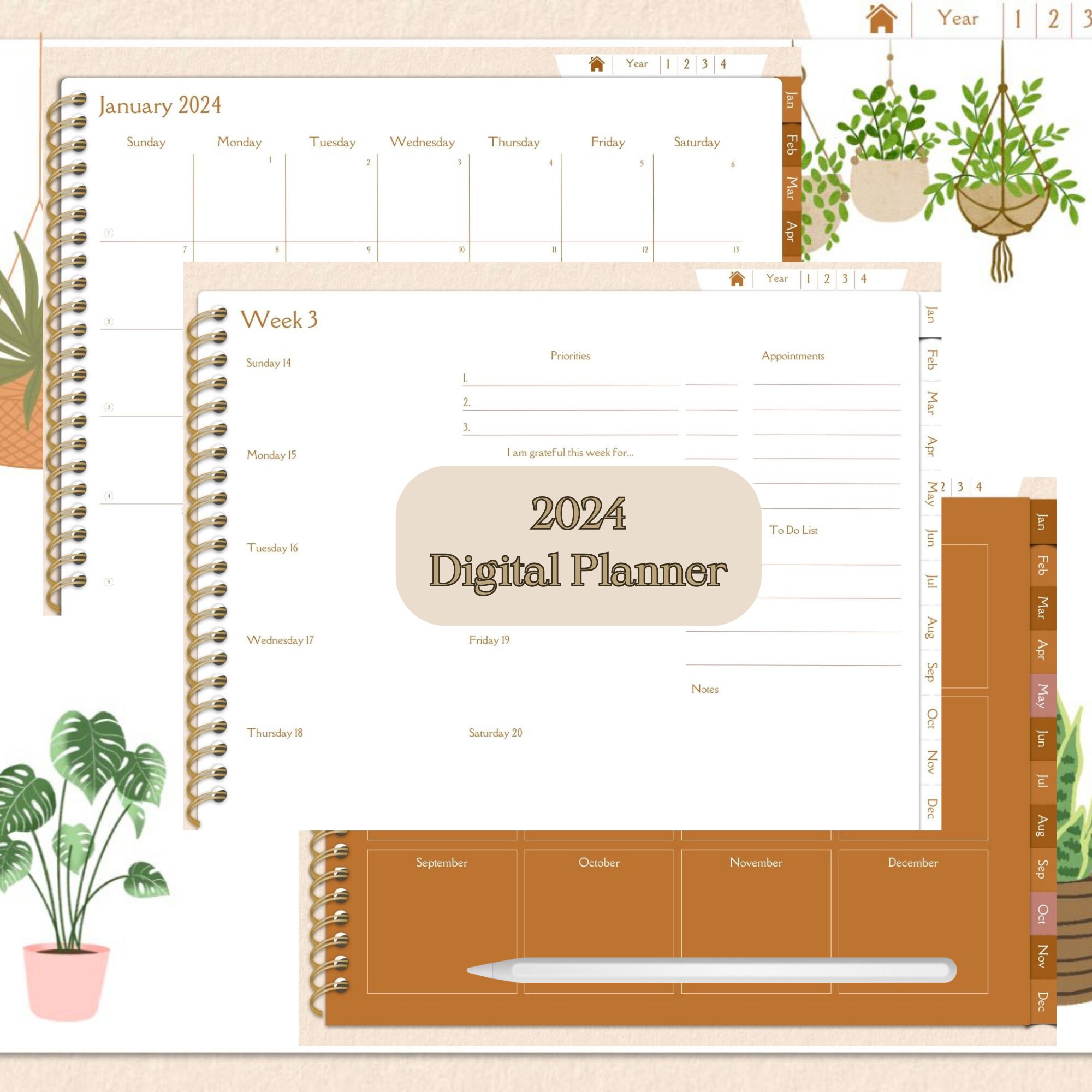 2024 Digital Planner Boho Vibe Planner - Etsy