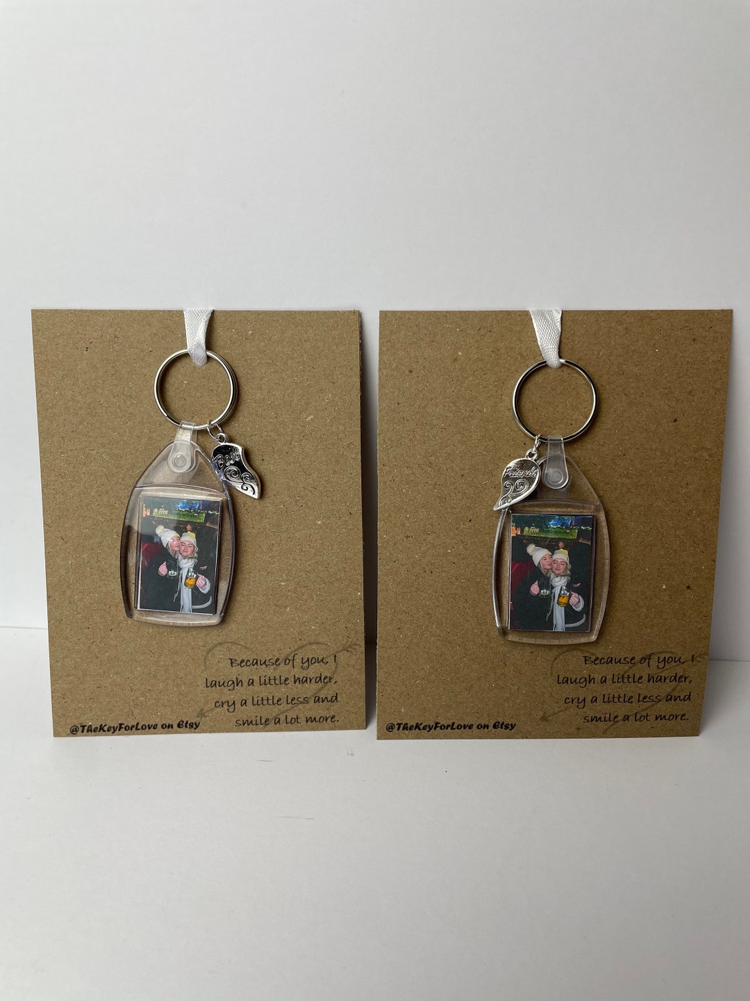Best Friend Matching Personalised Photo Keyrings Custom Charm Attach - Etsy