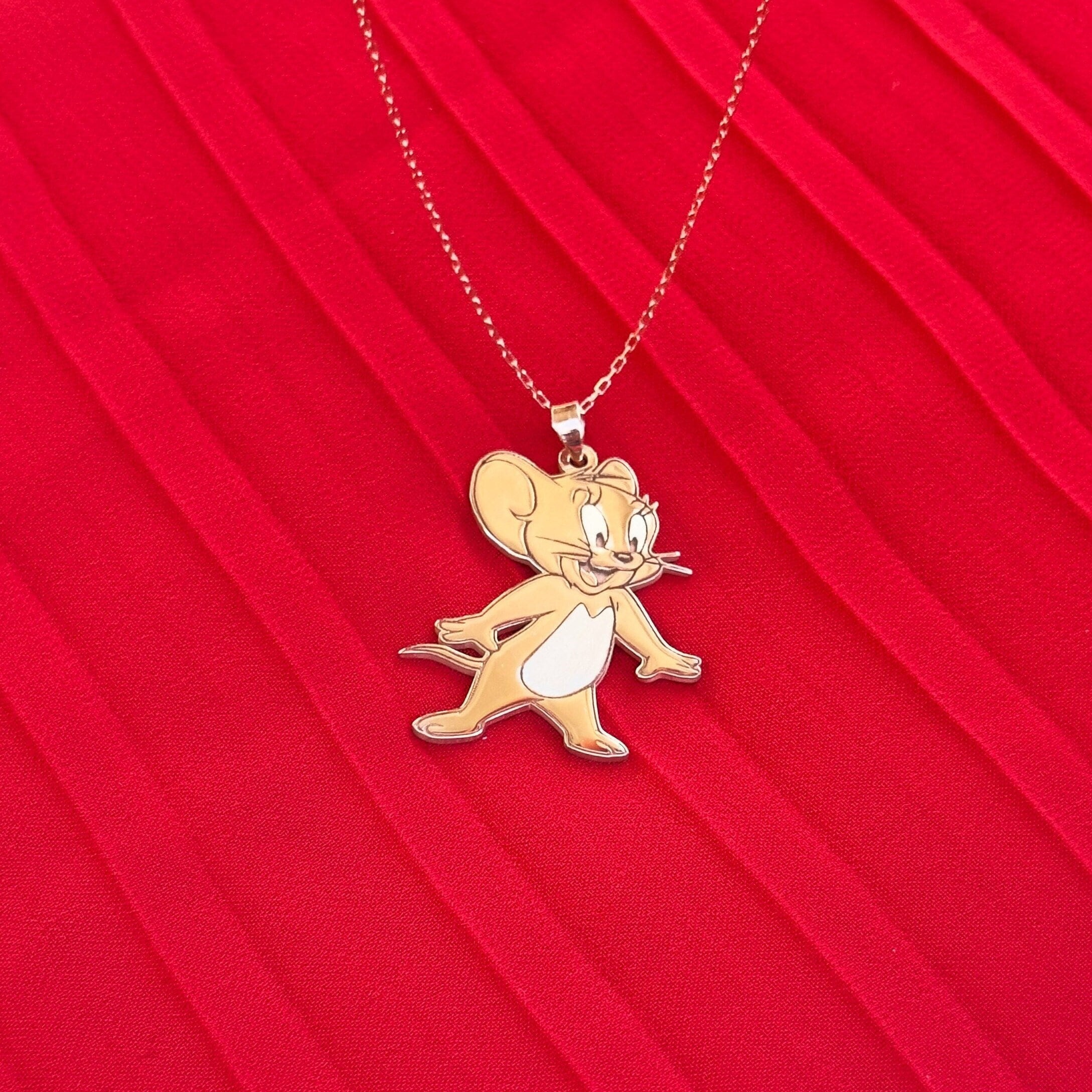 Mouse Jerry Handmade Silver Necklace, Tom & Jerry Cartoon, 925 Sterling ...