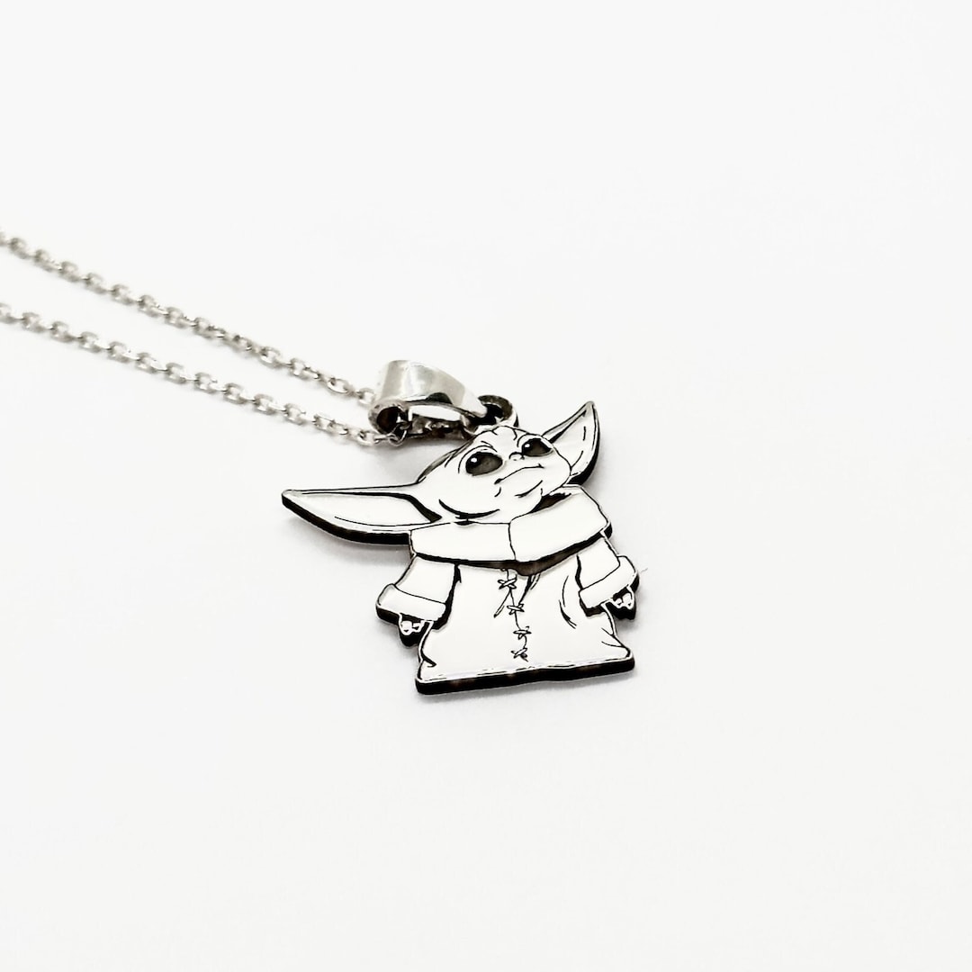 Handmade Sterling Silver Baby Yoda Necklace, Grogu Necklace, Baby Yoda ...