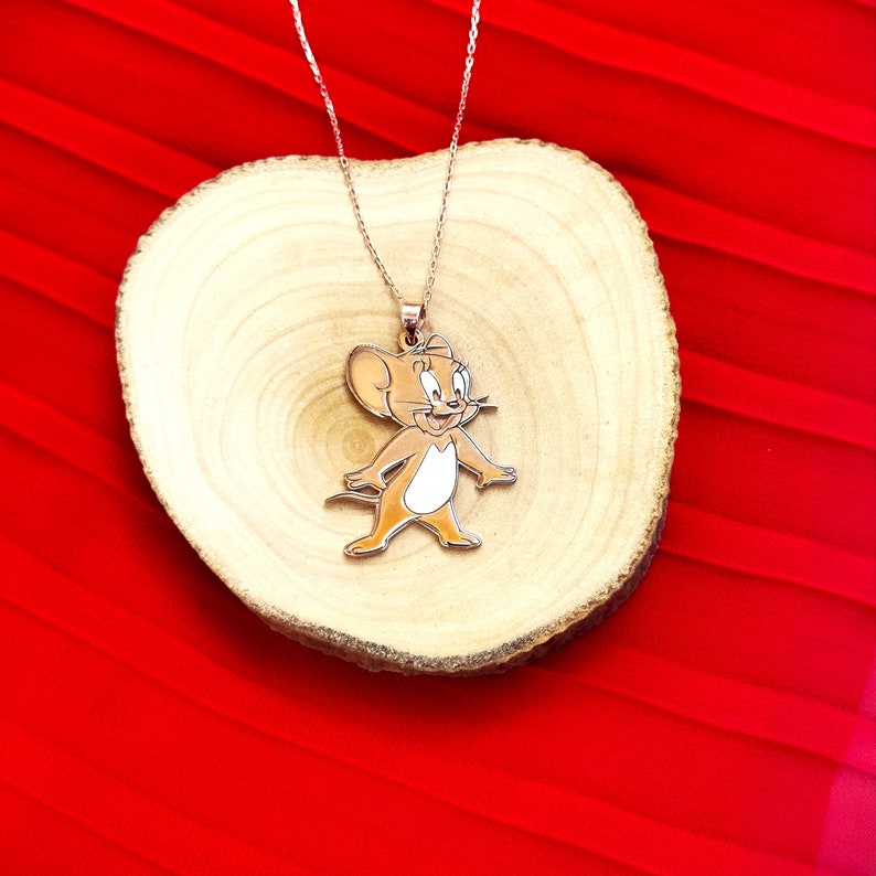 Mouse Jerry Handmade Silver Necklace, Tom & Jerry Cartoon, 925 Sterling ...