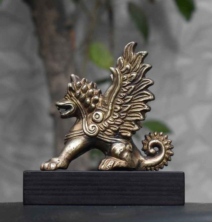 SAGV, Garuda Lion Mythical Beast Bali Sculpture, Brass Antique Finish ...