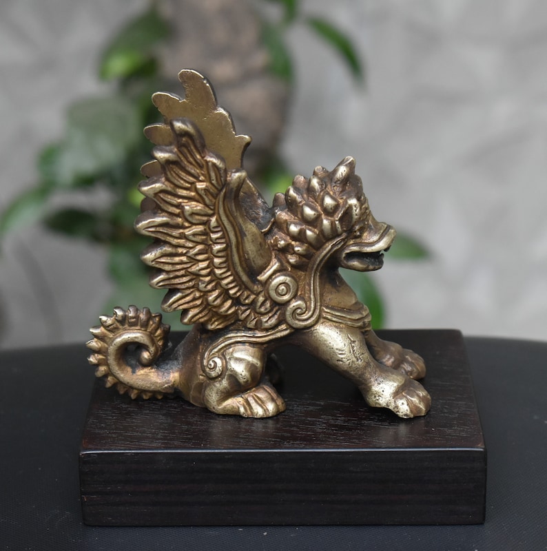SAGV, Garuda Lion Mythical Beast Bali Sculpture, Brass Antique Finish ...