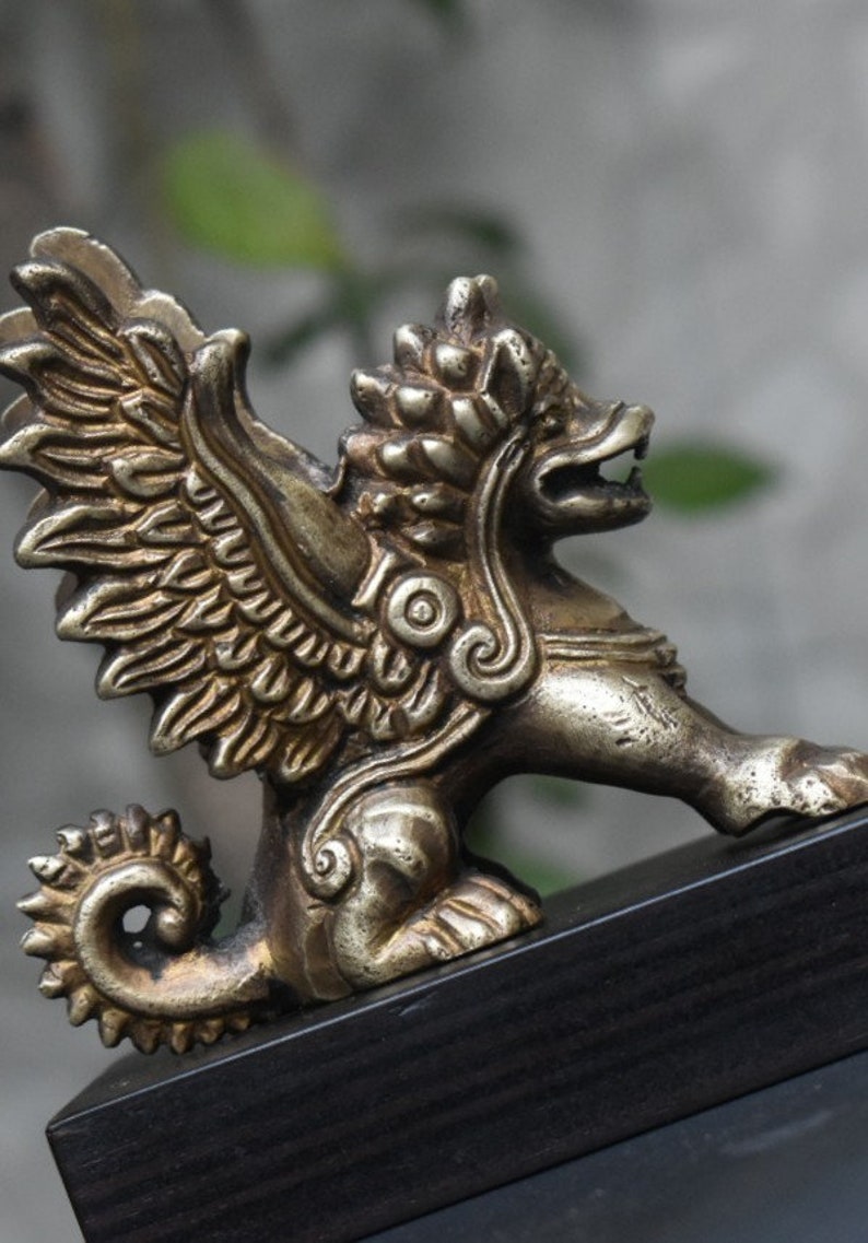 SAGV, Garuda Lion Mythical Beast Bali Sculpture, Brass Antique Finish ...