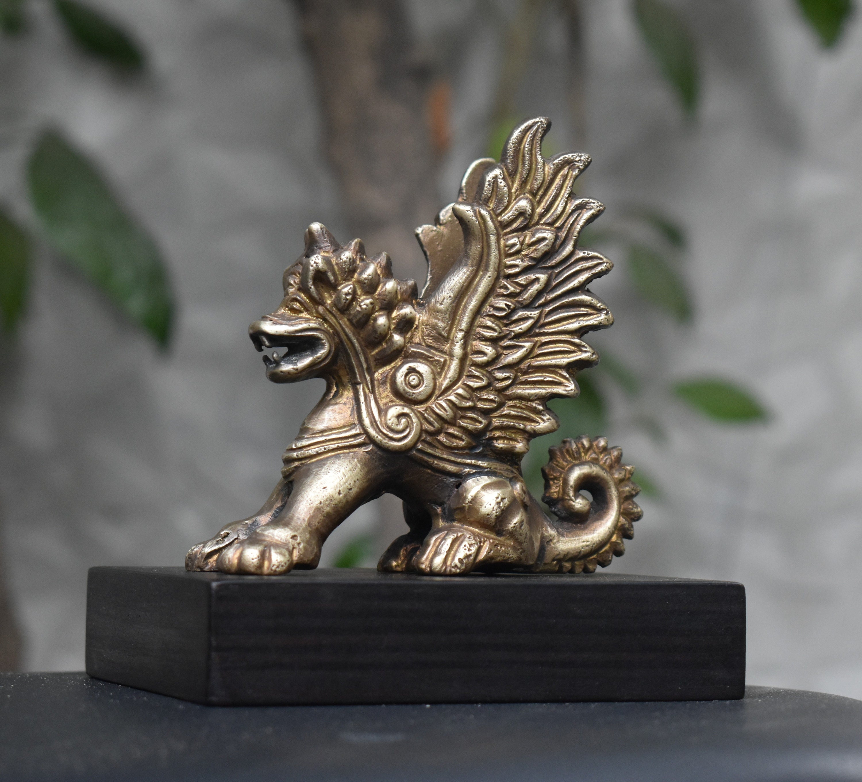 SAGV, Garuda Lion Mythical Beast Bali Sculpture, Brass Antique Finish ...