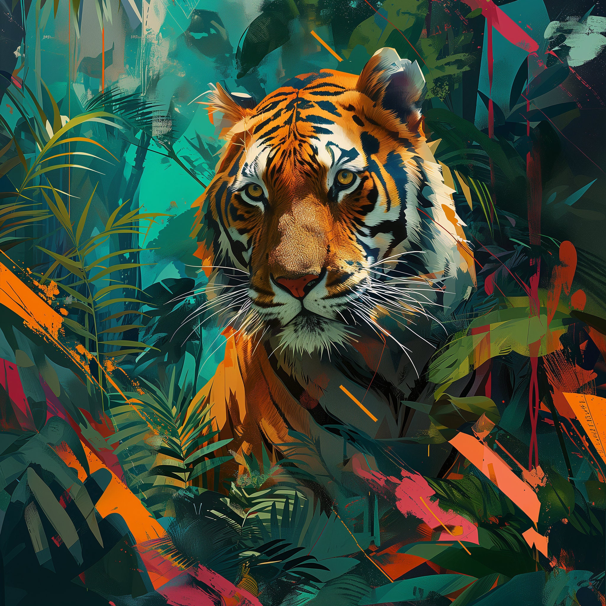 High Definition Digital Print/background/screen Saver-tiger in Jungle ...