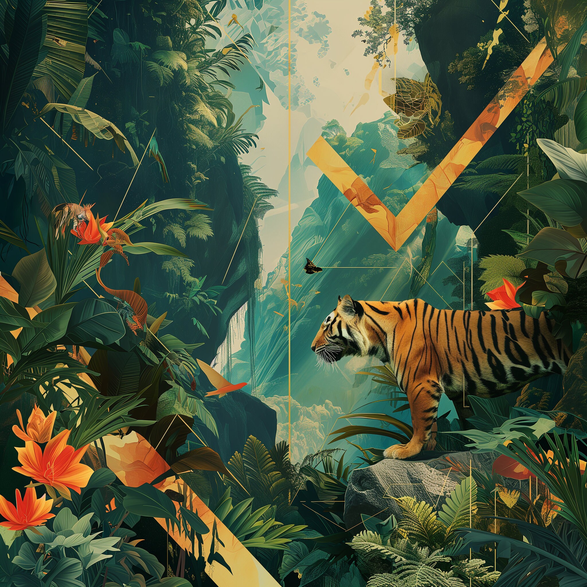 High Definition Digital Print/background/screen Saver-tiger in Jungle ...