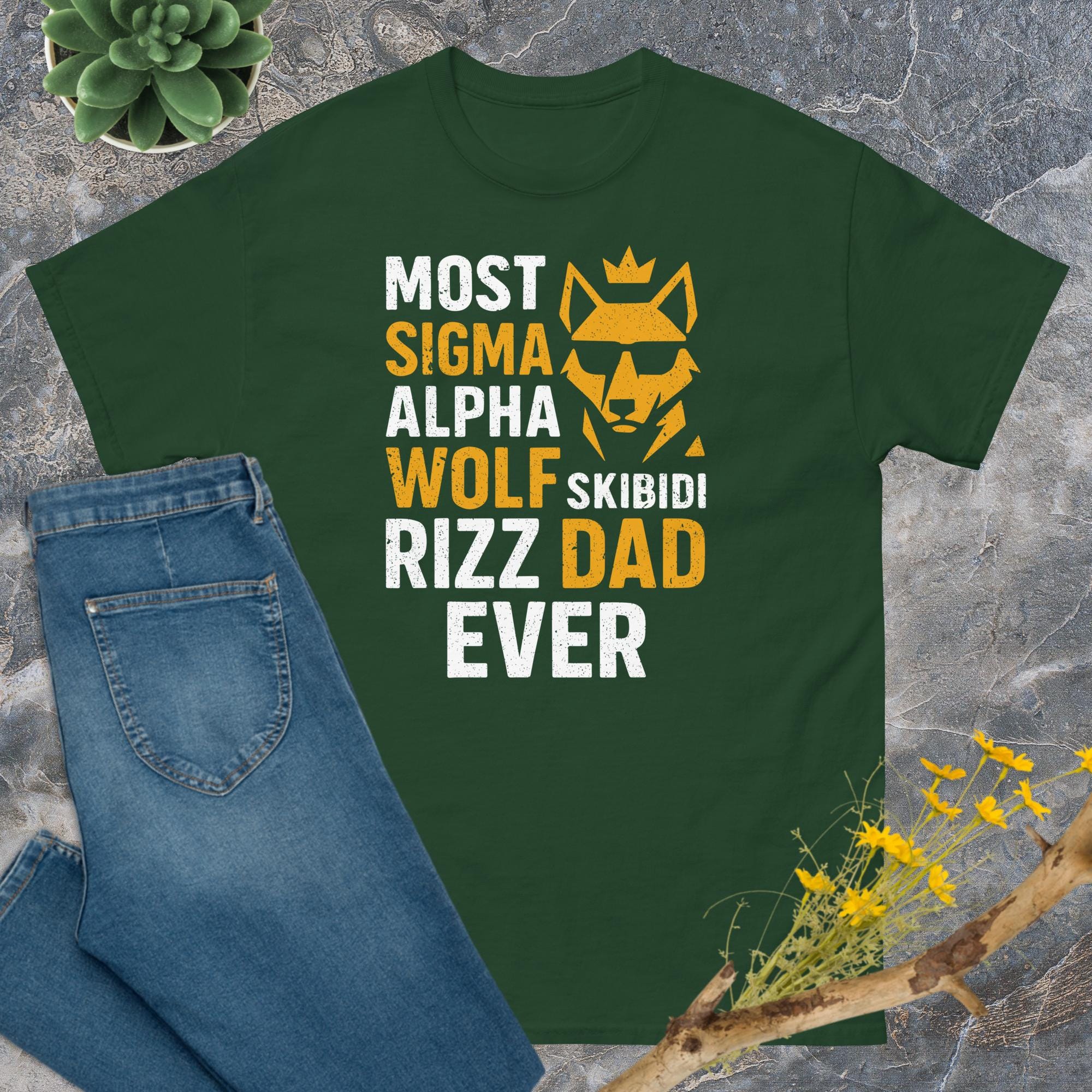 Most Sigma Alpha Wolf Skibidi Rizz Dad Ever T-shirt – Funny Meme Tee ...
