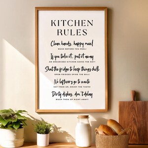 Kitchen Rules Sign: Humorous Food Quotes, Kitchen Wall Art (digital ...