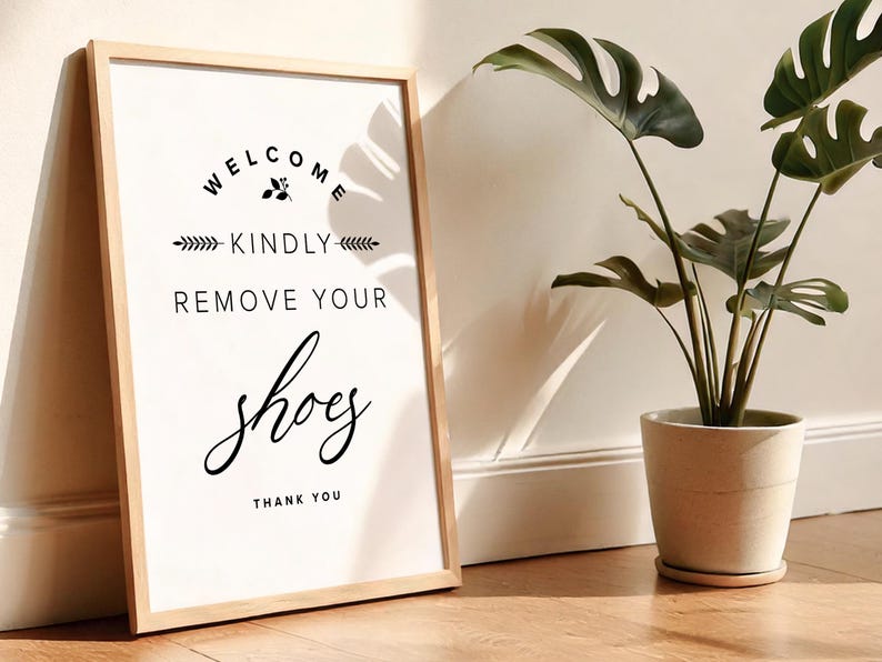 Entryway Sign Printable: Kindly Remove Your Shoes Digital Print ...