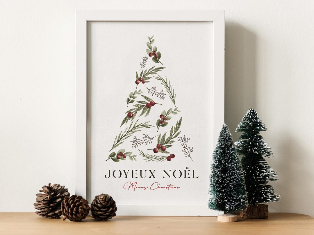Printable Christmas Holiday Decor: Joyeux Noël, Christmas Greeting in ...