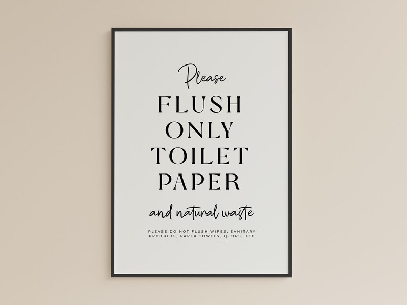 Flush Toilet Paper Sign: Bathroom Printable Decor (digital Download) - Etsy