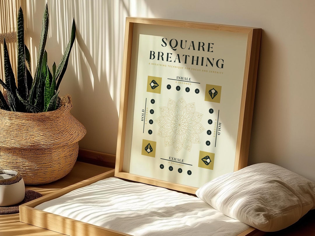 Printable Yoga Decor: Square Breathing, Spiritual Wall Decor for Yoga ...