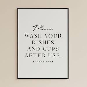 Wash Dishes Kitchen Sign: Modern Printable Art (digital Download) - Etsy