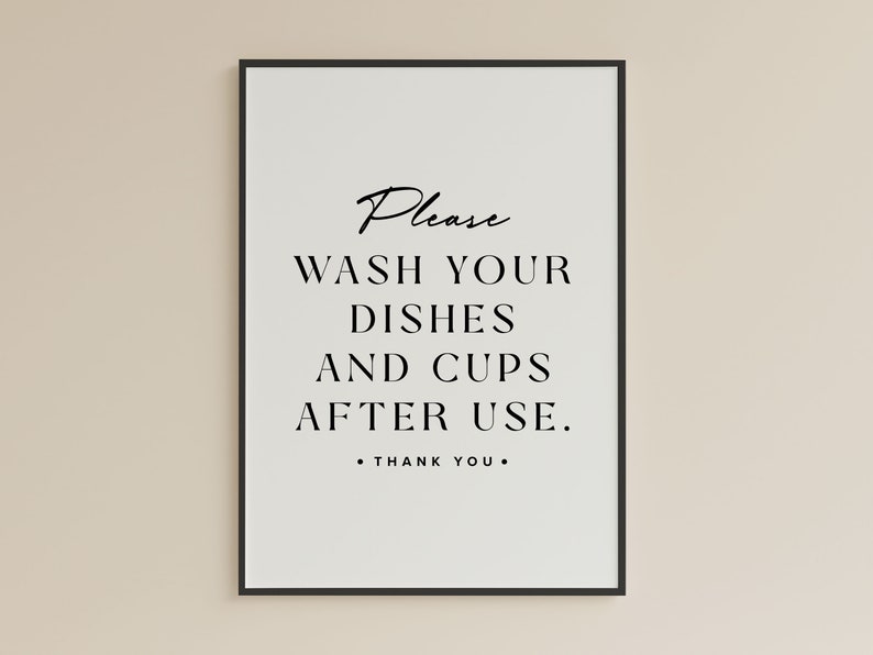 Wash Dishes Kitchen Sign: Modern Printable Art (digital Download) - Etsy