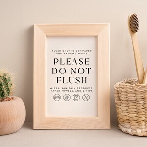 Flush Only Toilet Paper and Natural Waste, Bathroom Printable Sign ...