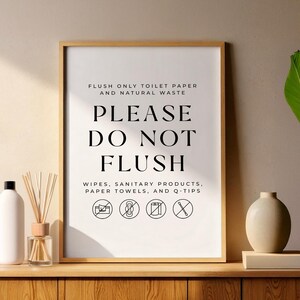 Flush Only Toilet Paper and Natural Waste, Bathroom Printable Sign ...