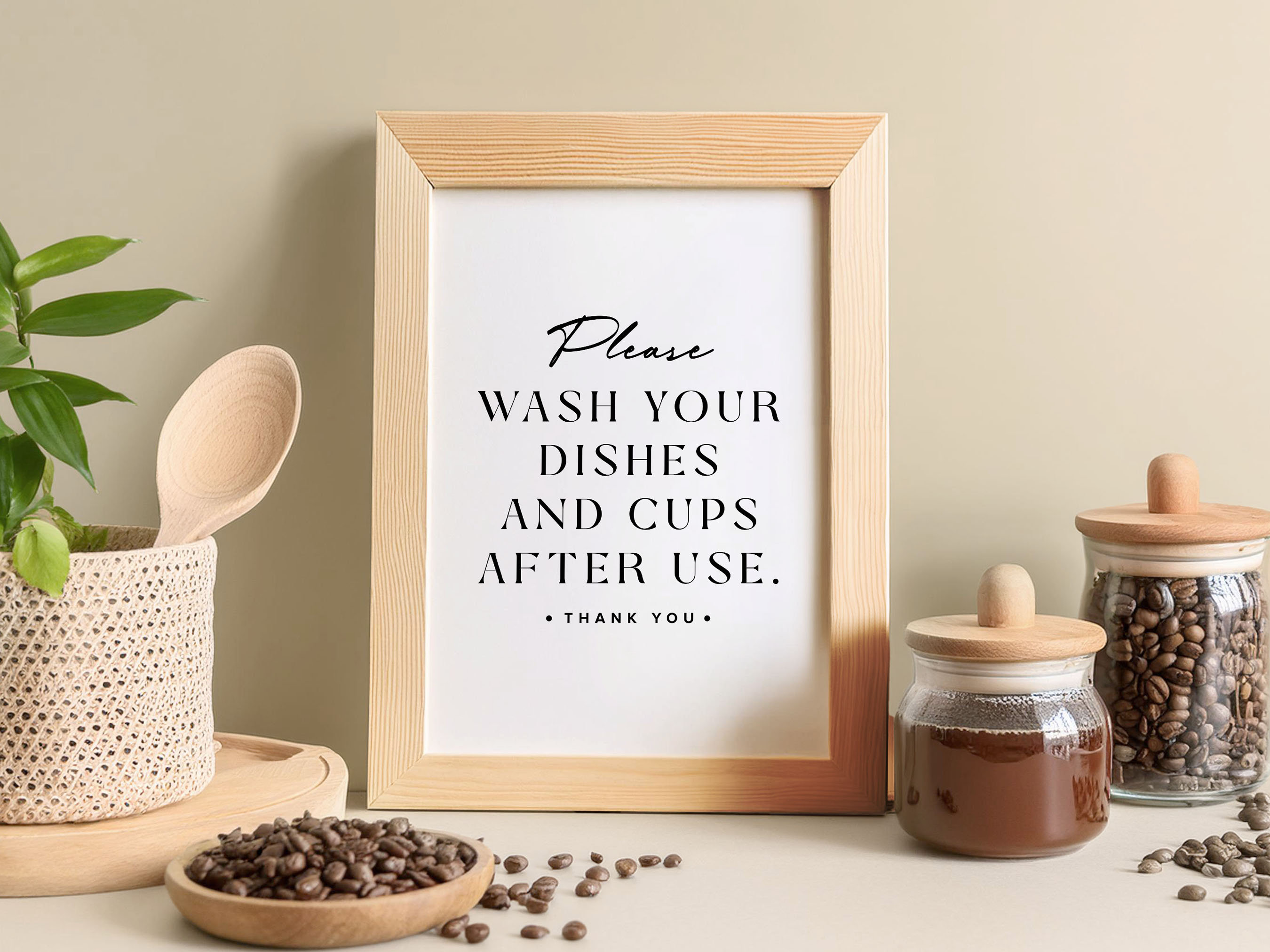 Wash Dishes Kitchen Sign: Modern Printable Art (digital Download ...