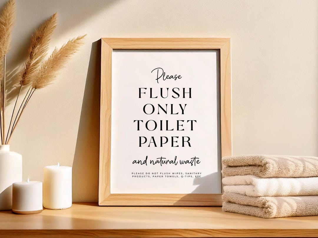 Flush Toilet Paper Sign: Bathroom Printable Decor (digital Download) - Etsy