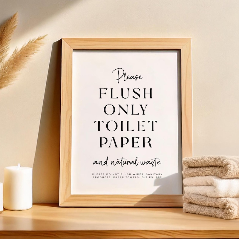 Flush Only Toilet Paper Sign - Etsy