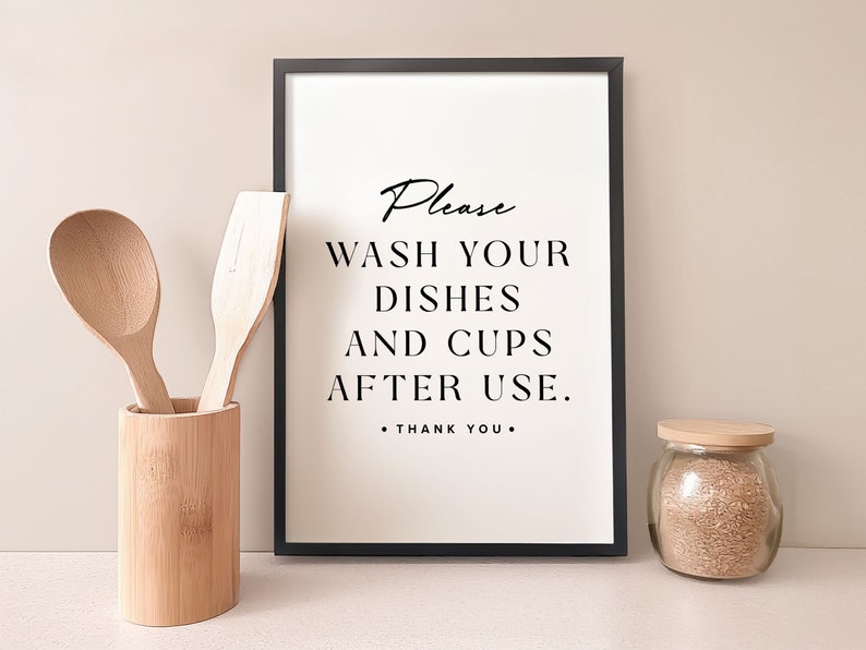 Wash Dishes Kitchen Sign: Modern Printable Art (digital Download) - Etsy