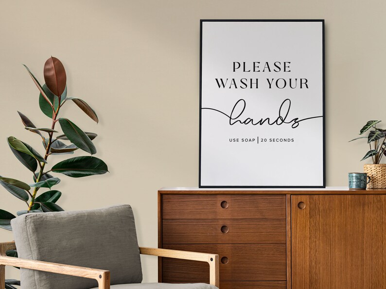 Printable Wash Your Hands Sign for Bathroom Sign Decor, Restroom Sign ...