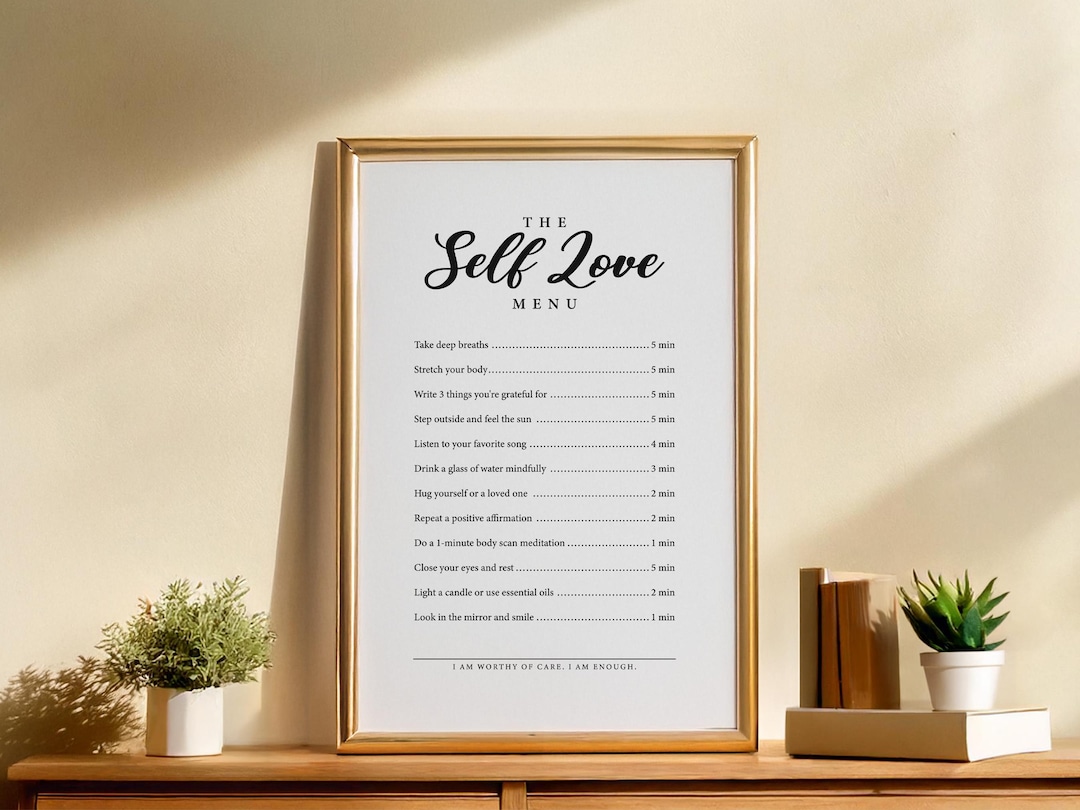 Printable Self Love Menu Wall Art – Mental Health, Self Care Checklist ...