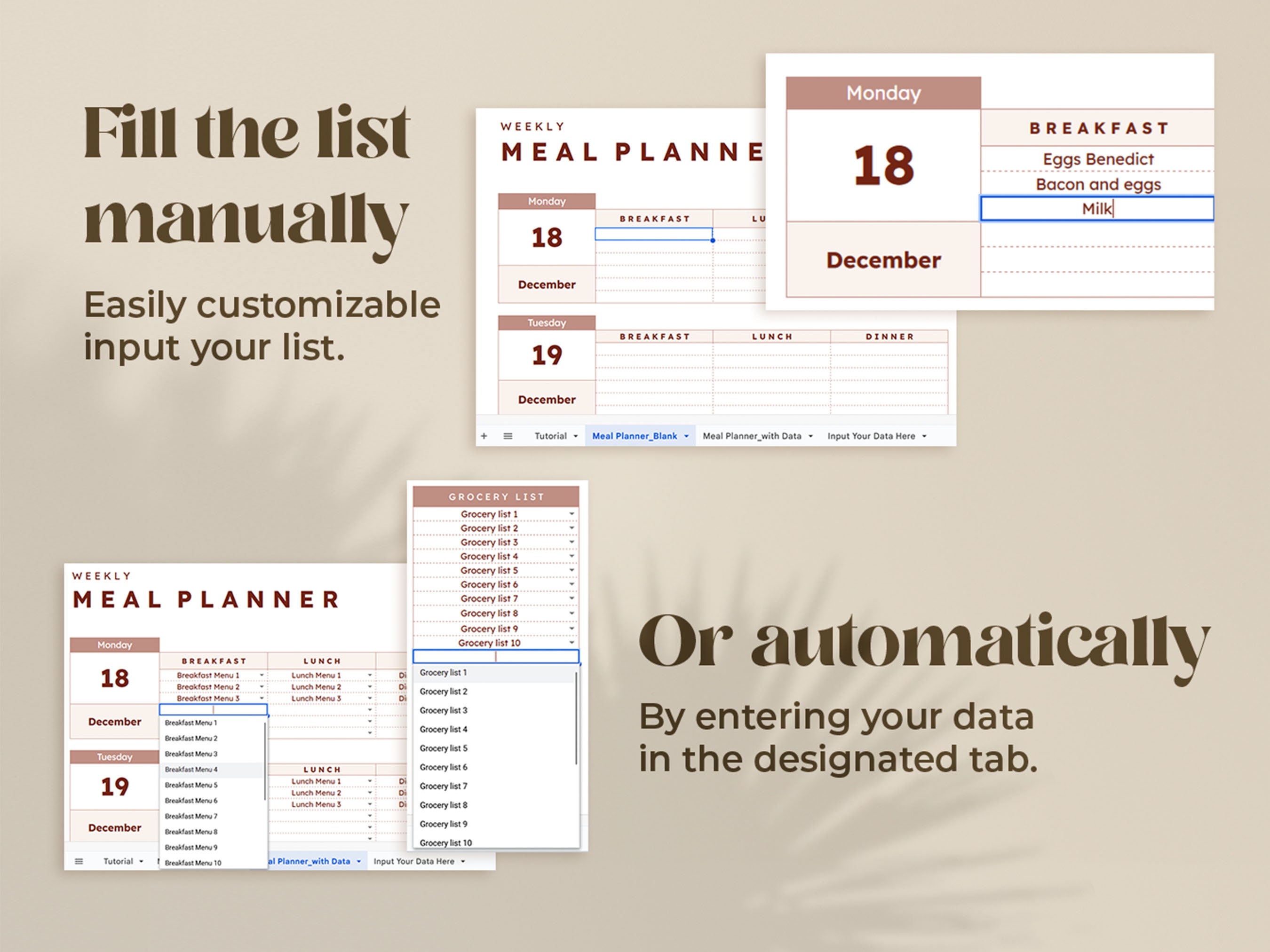 Weekly Meal Planner With Grocery List Editable Template, Digital Meal ...