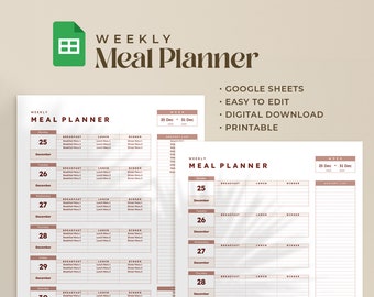 Weekly Meal Plan & Grocery List Food Shopping List Meal Planner Google ...