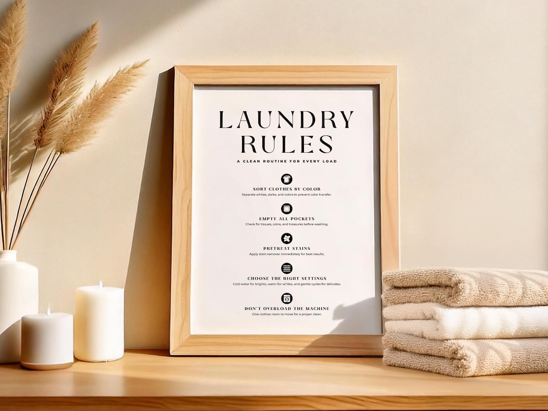 Printable Laundry Rules Poster, Washing Treatment Guide, Clothing Care ...