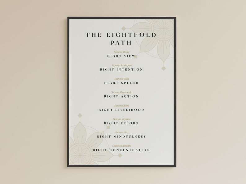 The Eight Fold Path Wall Art, Spiritual Wall Decor, Gift for Buddhist ...