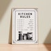 Printable Kitchen Rules Sign Poster for Food and Cooking Lover With ...