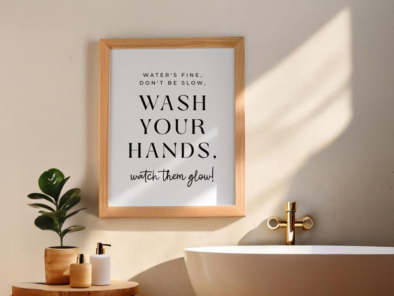 Printable Wash Your Hands Sign for Bathroom Sign Decor, Restroom Sign ...