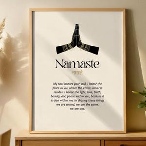 Printable Namaste Definition Poster, Namaste Quotes Print for Yoga ...