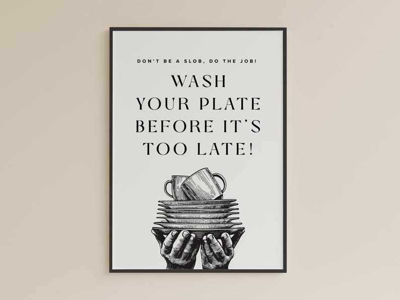 Wash Your Plate Kitchen Sign: Funny Kitchen Art (digital Download) - Etsy