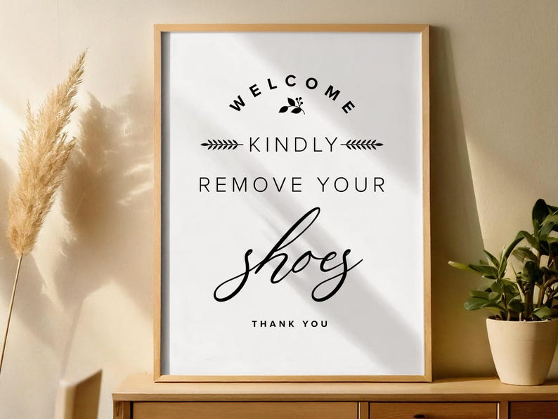 Entryway Sign Printable: Kindly Remove Your Shoes Digital Print ...