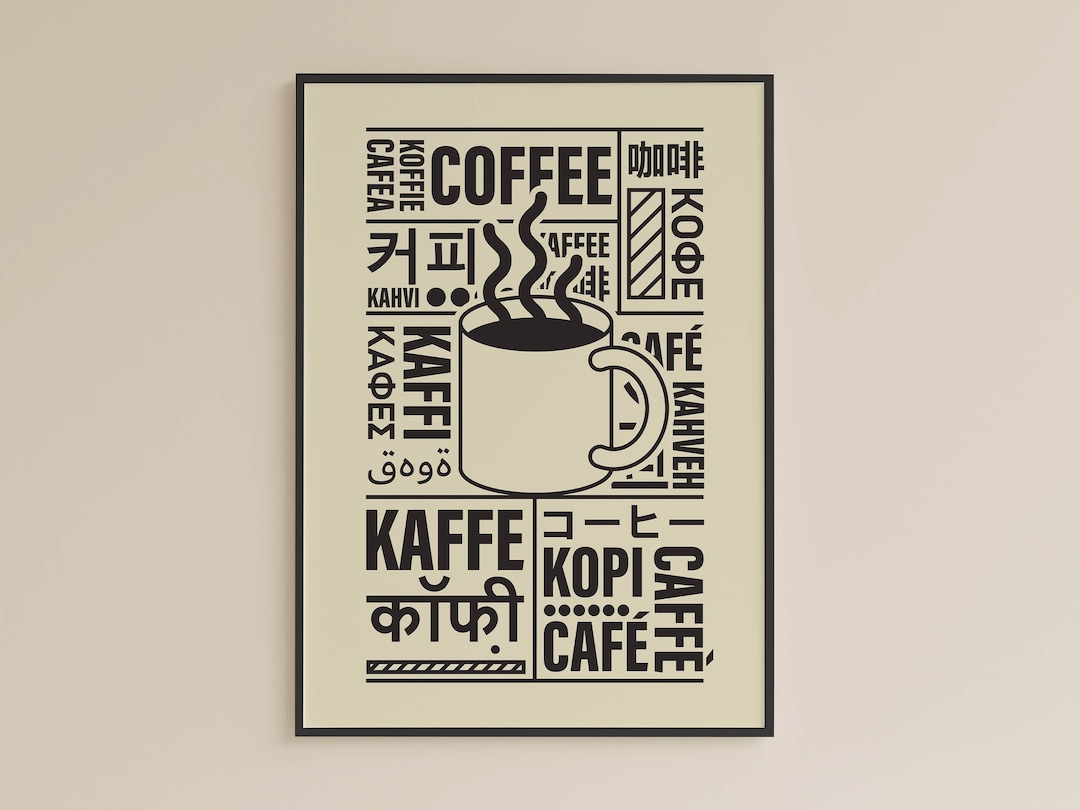 Cafe Art Decor Printable: Coffee in Different Languages Poster, Gallery ...