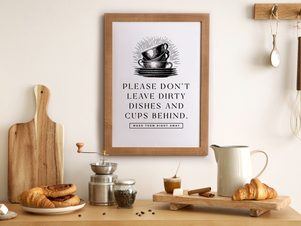 Clean up Kitchen Sign: Wash Dishes Reminder (instant Digital Download ...