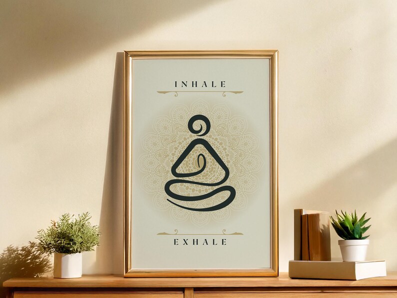 Mindful Art for Calming Decor: Inhale Exhale Yoga Breathing Wall Art ...