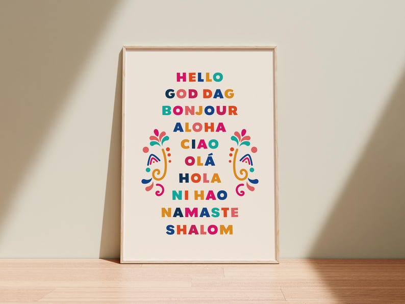 Hello in Different Languages Poster: Kids Classroom Decor (digital ...