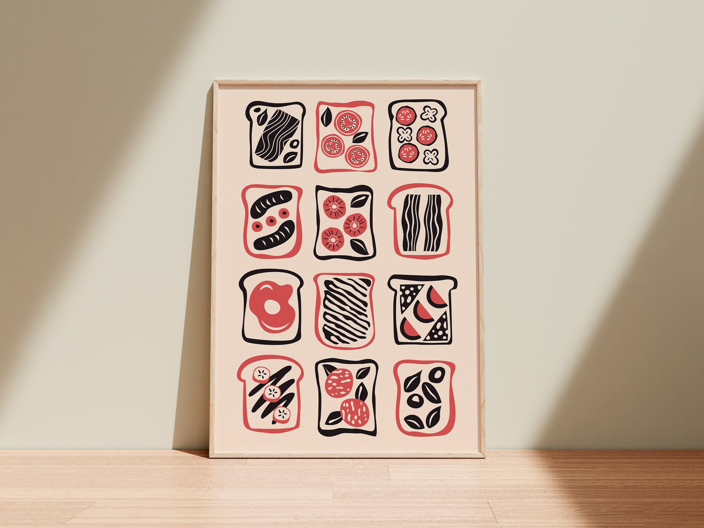 Printable Cute Kitchen Decor: Bread Toast Wall Art, Breakfast Kitchen ...