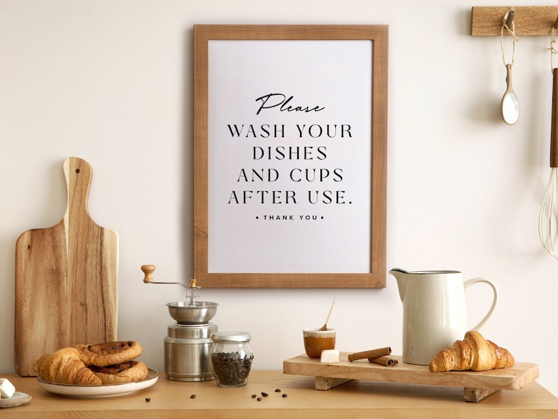 Printable Clean up Kitchen Sign: Please Wash Your Dishes and Cups After ...
