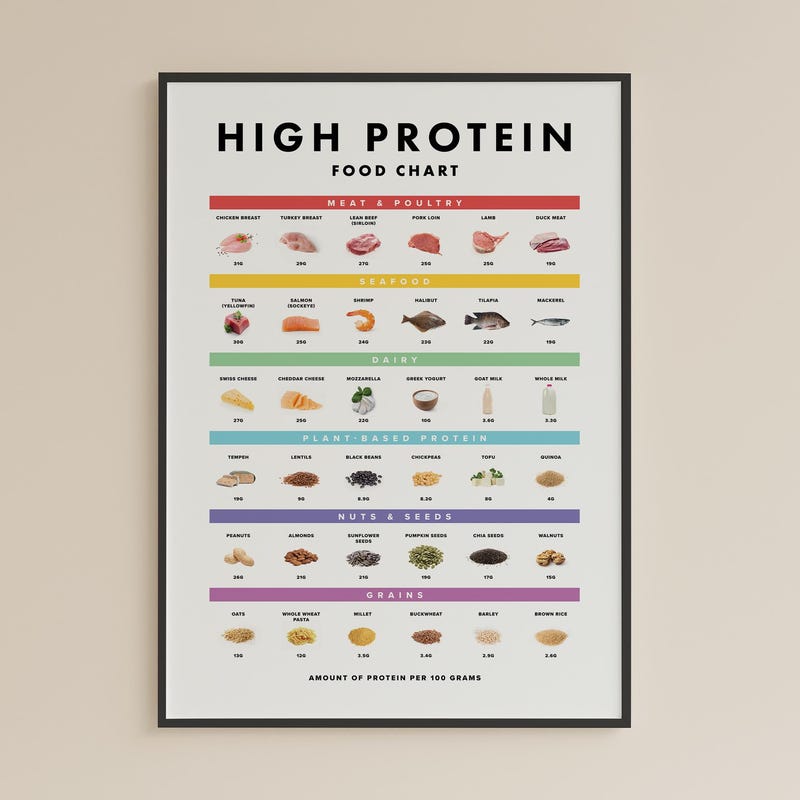 Protein Chart - Etsy