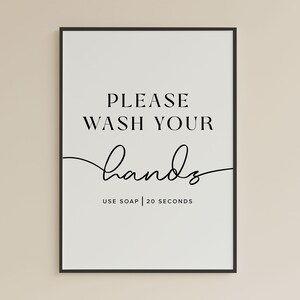 Printable Wash Your Hands Sign for Bathroom Sign Decor, Restroom Sign ...