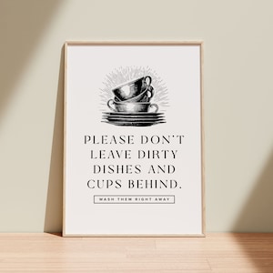 Clean up Kitchen Sign: Wash Dishes Reminder (instant Digital Download ...