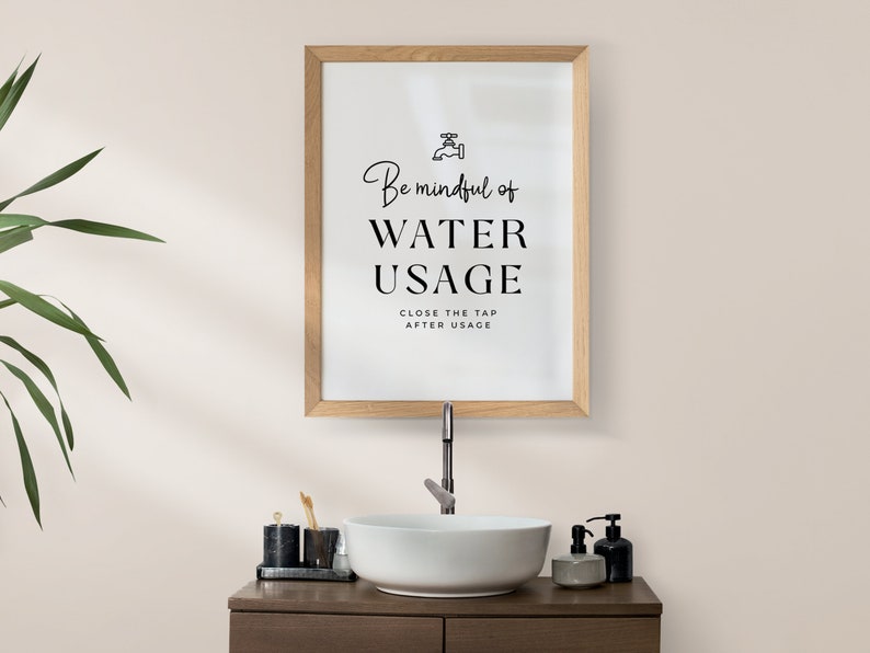 Bathroom Water Conservation Quote Art: Minimalist Print (digital ...