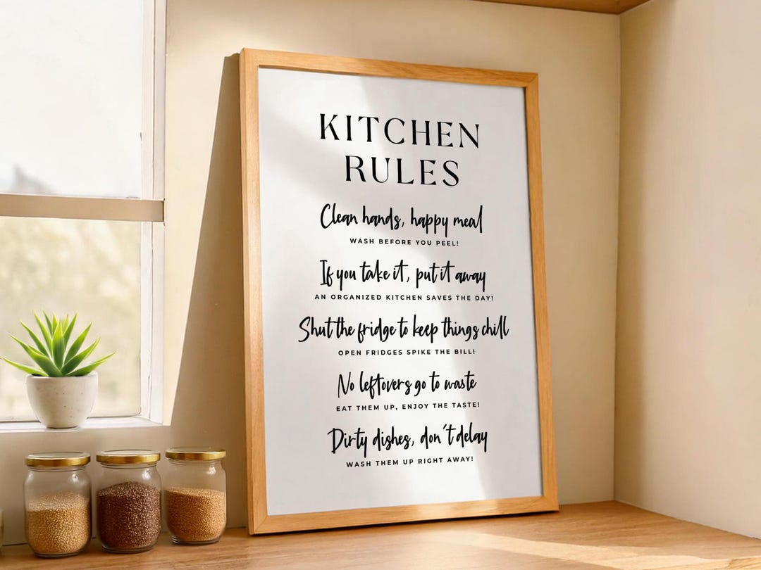 Printable Kitchen Rules Sign Poster With Humorous Quotes for Food and ...