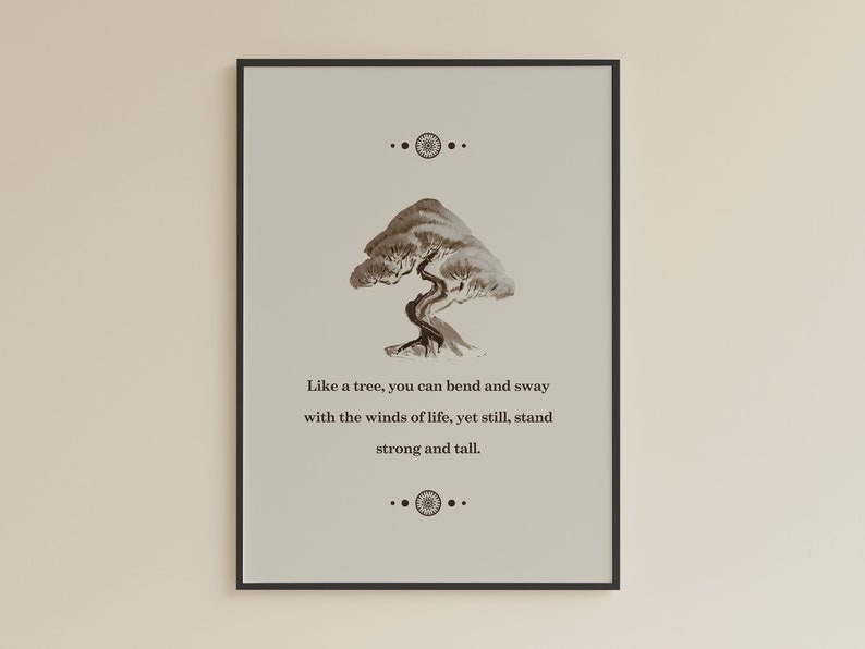 Zen Quotes Like a Tree Wall Art, Mindfulness Art, Buddhist Quotes ...