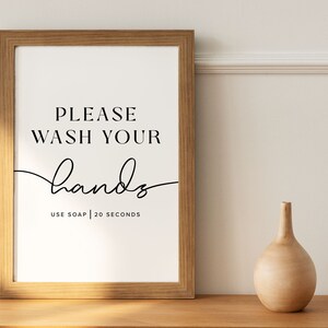 Printable Wash Your Hands Sign for Bathroom Sign Decor, Restroom Sign ...
